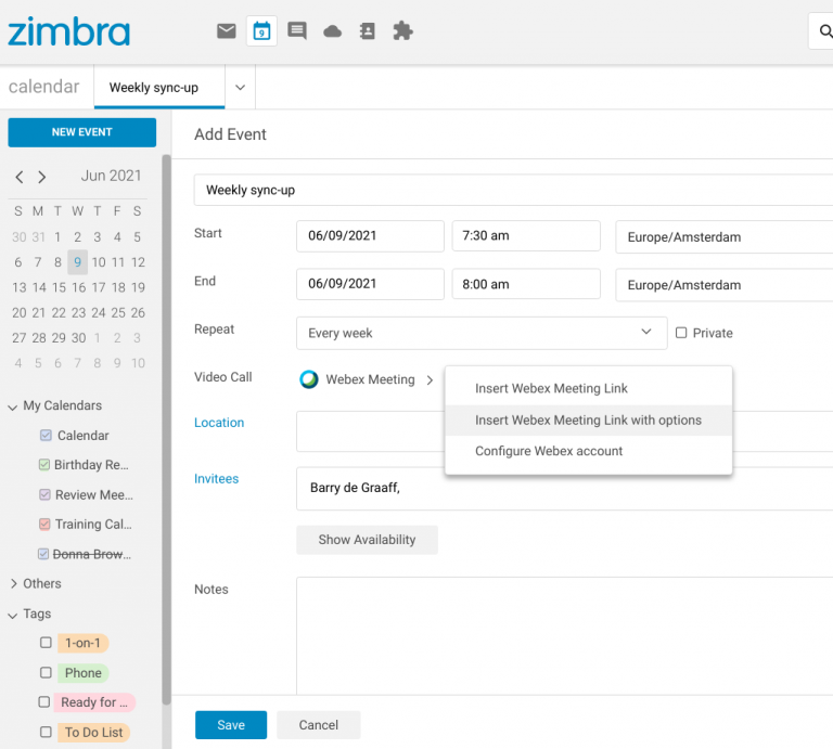 Add a Webex Meeting Link to Your Zimbra Meeting with a Single Click ...