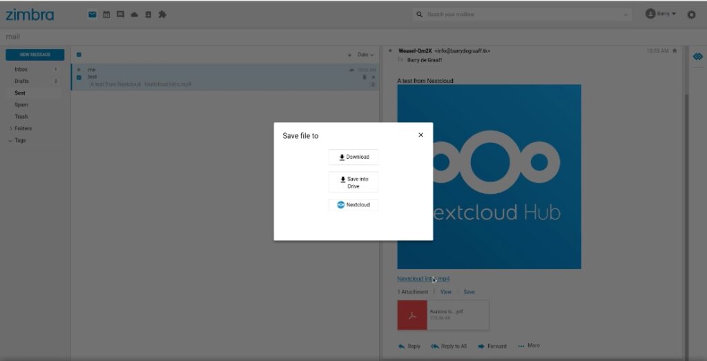 Zimbra SkillZ: The Nextcloud Zimlet - Zimbra : Blog