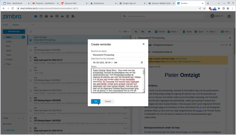 Introducing Email Reminder Zimlet - Zimbra : Blog