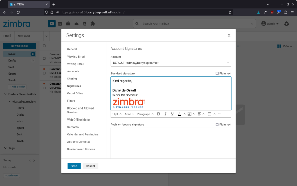 Adding images in your email signatures in Modern UI - Zimbra : Blog
